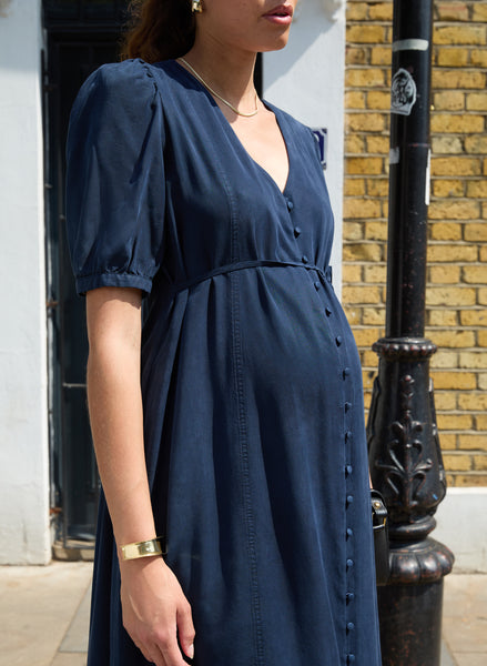 Marta Maternity Dress with TENCEL™ - Classic Navy | Isabella Oliver ...